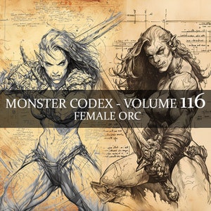 35 Page Monster Codex Volume 116, Monster Bestiary Vol 116, 35 JPG Female Orc Bestiary Fantasy ...