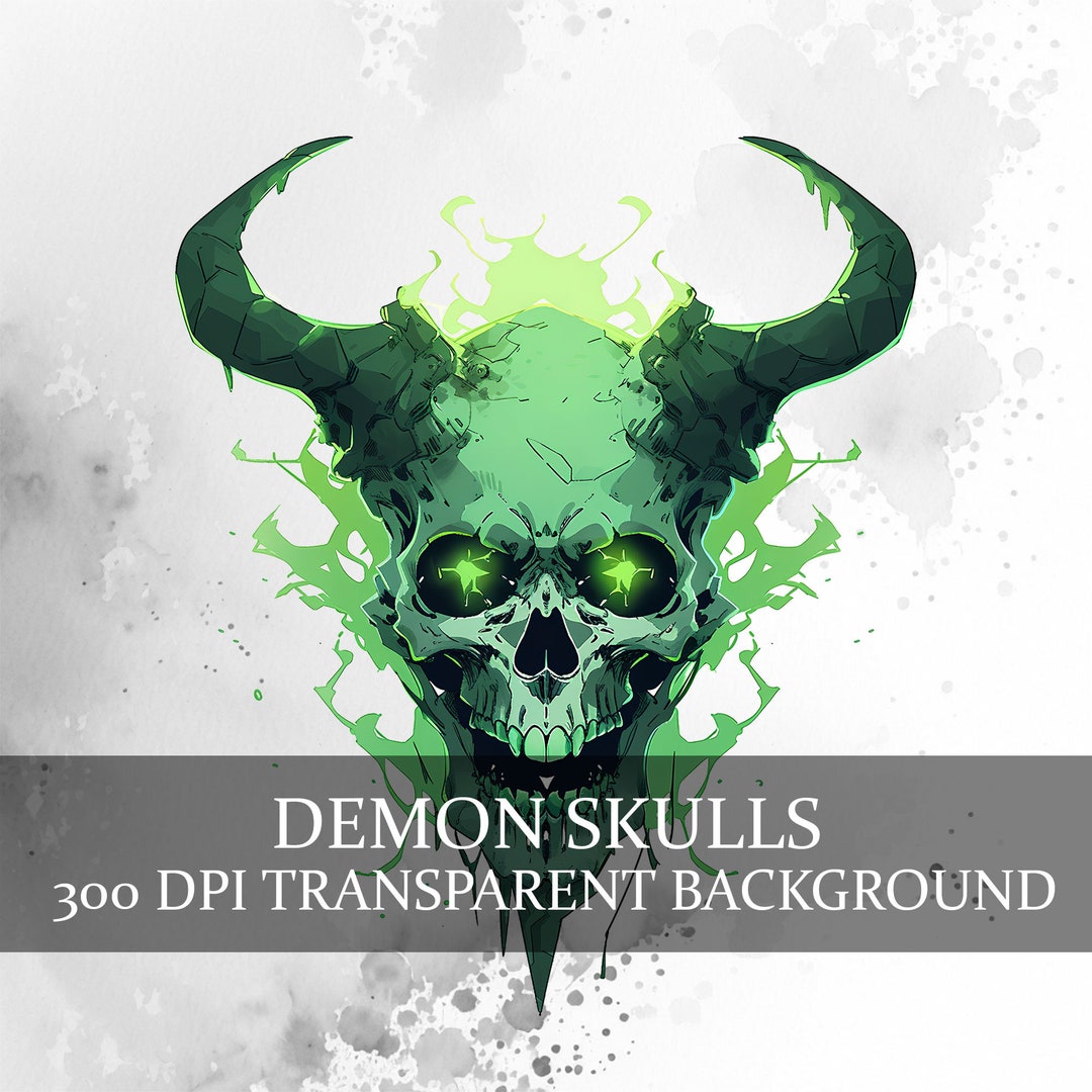 25 Green Demon Skull Clipart Png, Green Skulls Clipart, Devil Green ...