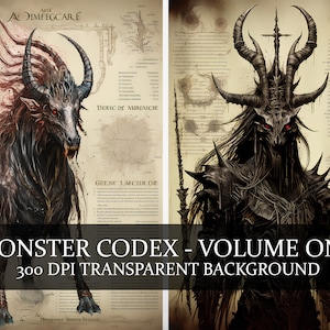 6 Page Monster Codex Volume One, Monster Bestiary Vol 1, 6 PNG Unicorn ...
