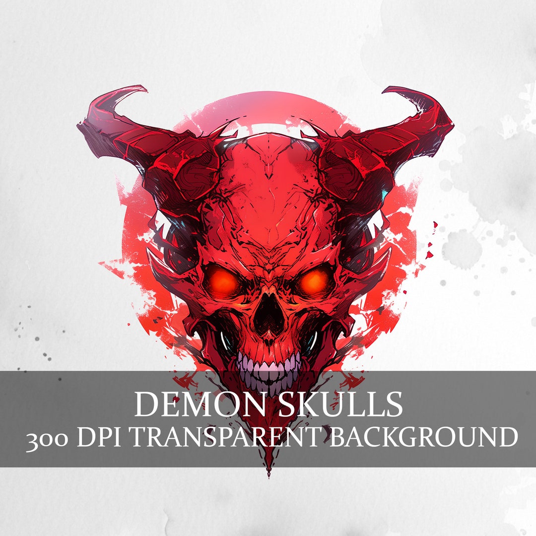 20 Red Demon Skull Clipart Png, Red Skulls Clipart, Devil Red Skull ...