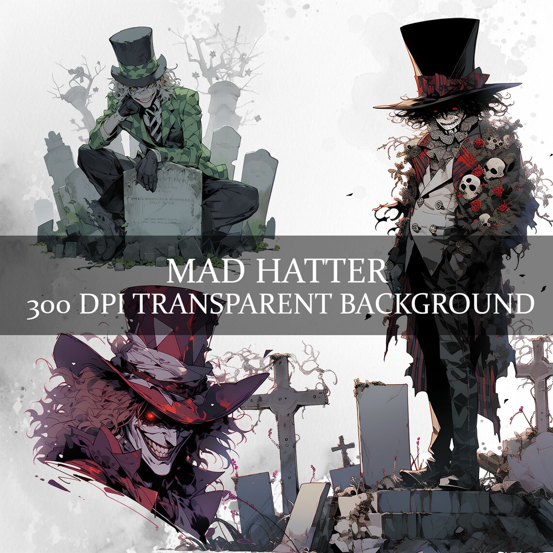 18 Mad Hatter Clipart PNG Dark Mad Hatter Clipart Bundle - Etsy