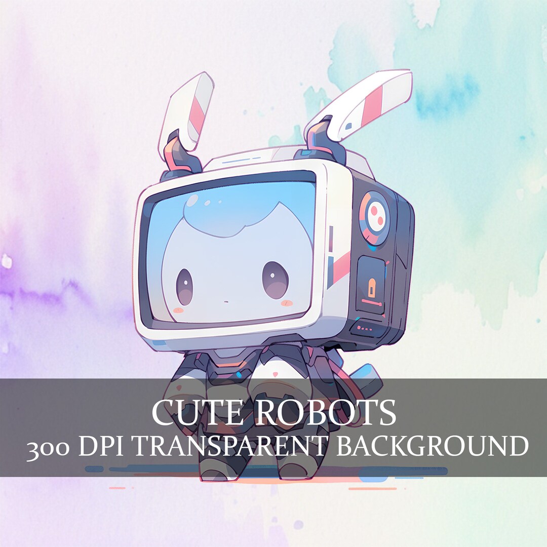 17 Cute Robots Clipart PNG, Chibi Robot Clipart Bundle, Adorable Robots ...