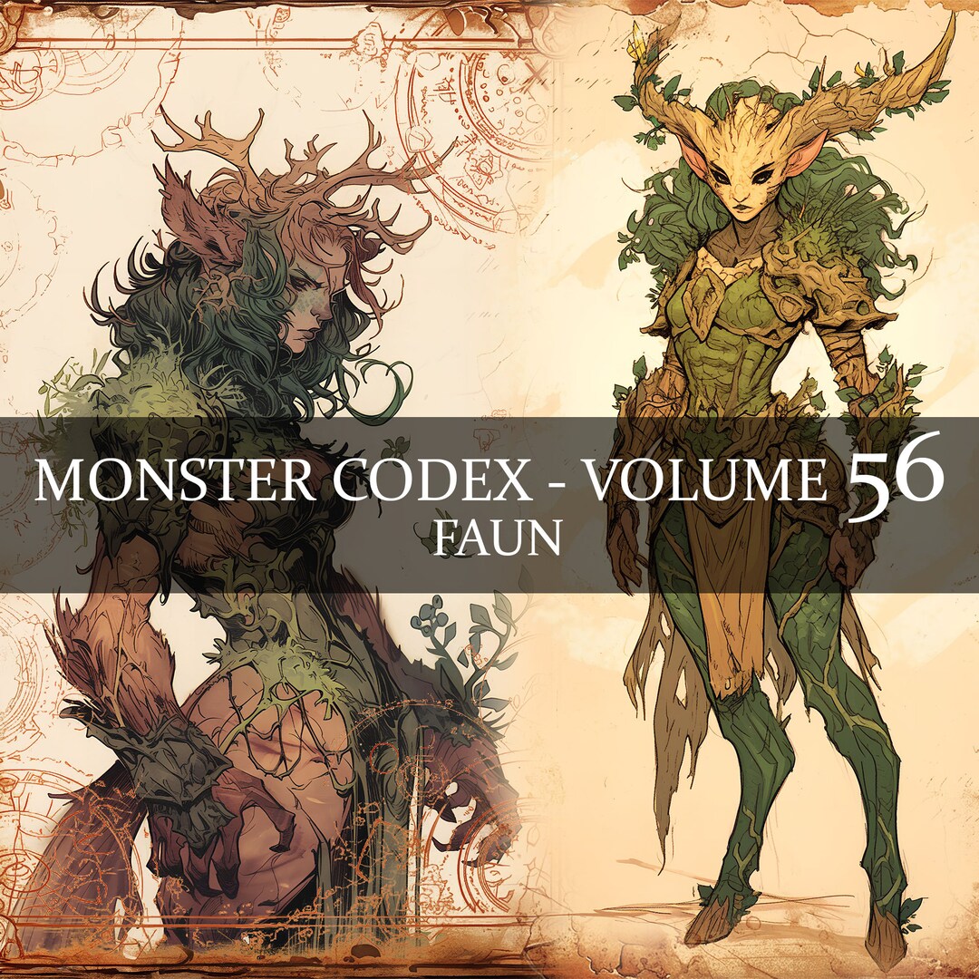 27 Page Monster Codex Volume 56, Monster Bestiary Vol 56, 27 JPG Fey Faun Bestiary Fantasy Codex ...