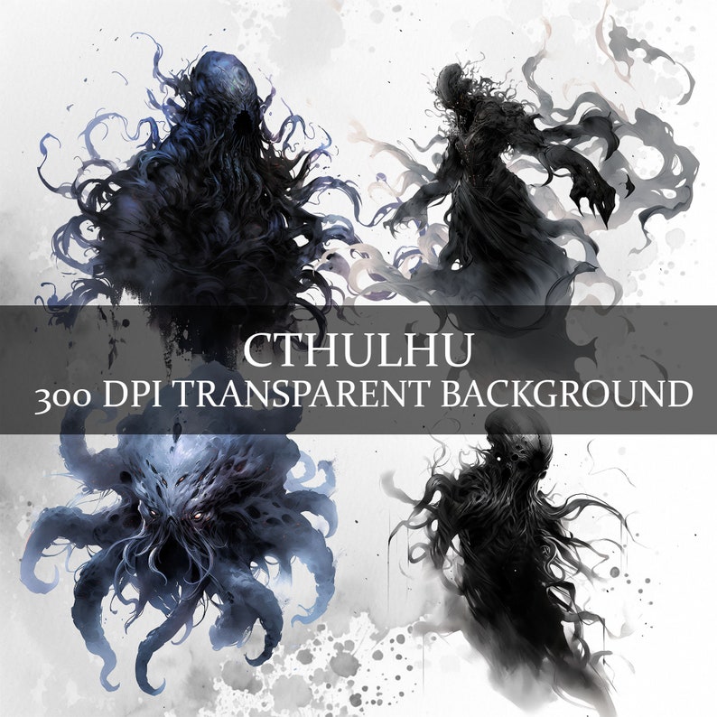 19 Cthulhu Clipart Transparent PNG Bundle, Lovecraft Clipart PNG - Etsy