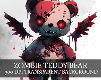 Scary Teddy Bear Bundle Vol 3, 6 PNG Spooky Teddybear Zombie Teddy ...