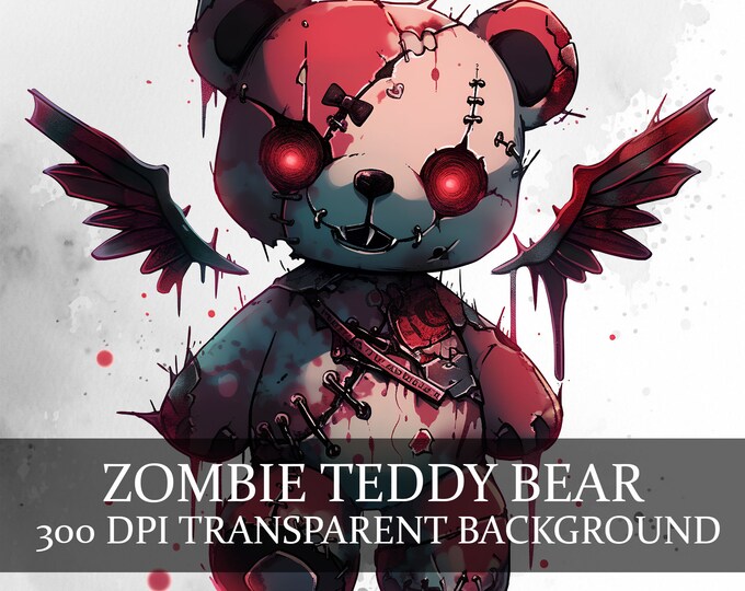 Scary Teddy Bear Bundle Vol 4, 6 PNG Zombie Spooky Teddybear Monster ...