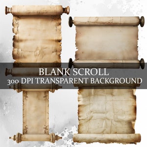 26 Medieval Scroll Clipart, Blank Vintage Scroll, Magic Scroll PNG ...