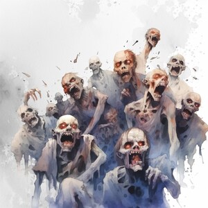 42 Watercolor Zombie Clipart Bundle Horror Halloween Zombie Apocalypse ...