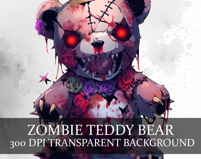 Scary Teddy Bear Bundle Vol 4, 6 PNG Zombie Spooky Teddybear Monster ...