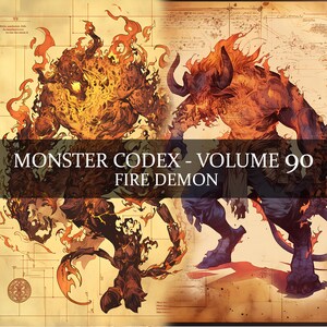 17 Page Monster Codex Volume 90, Monster Bestiary Vol 90, 17 JPG Fire ...