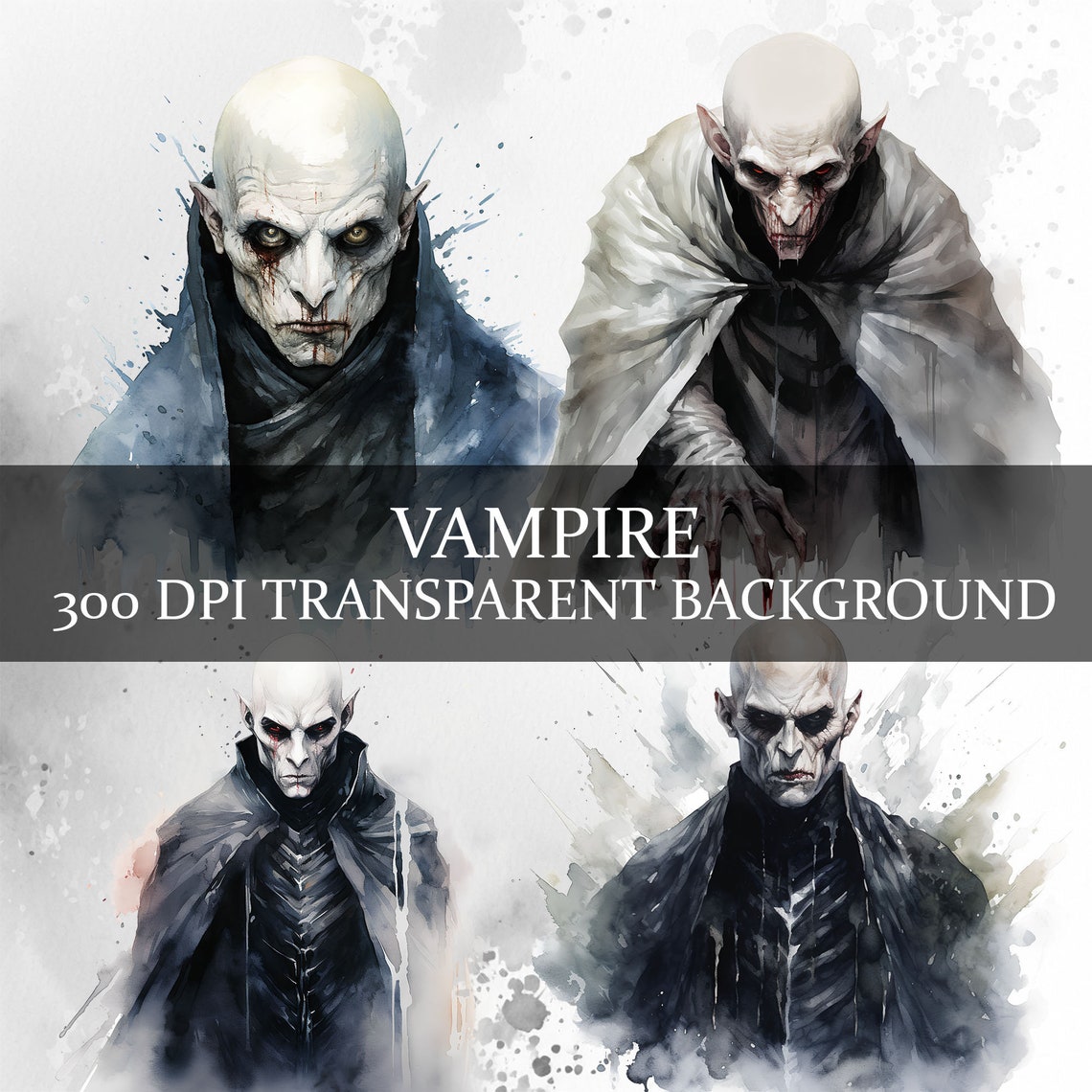 21 Ancient Vampire Watercolor Clipart PNG Bundle Gothic - Etsy