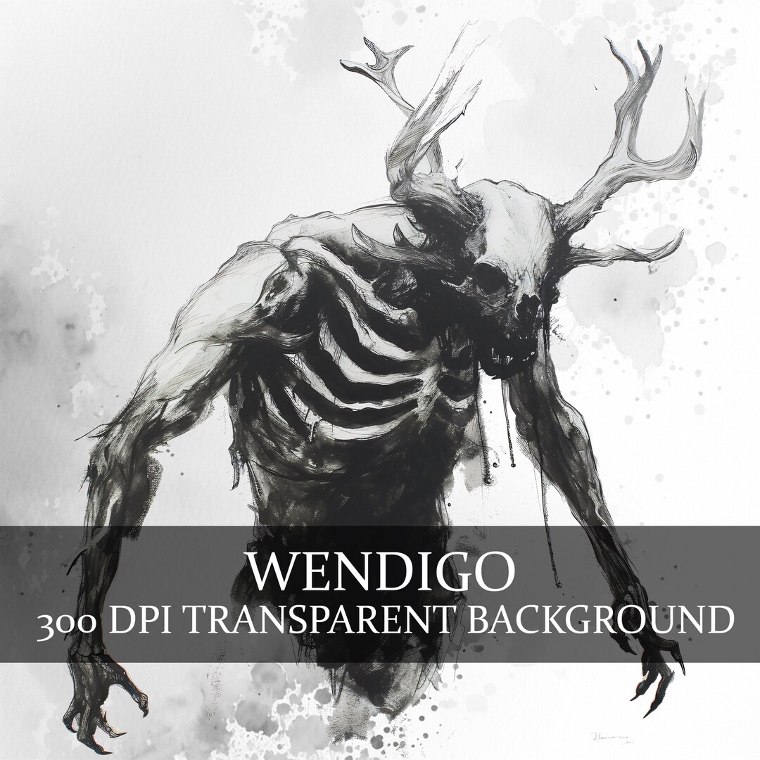 16 Wendigo Clipart PNG Bundle, Cryptid Creature Art, Mythical Beast ...