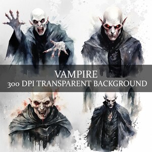 21 Ancient Vampire Watercolor Clipart PNG Bundle - Gothic Vampire ...