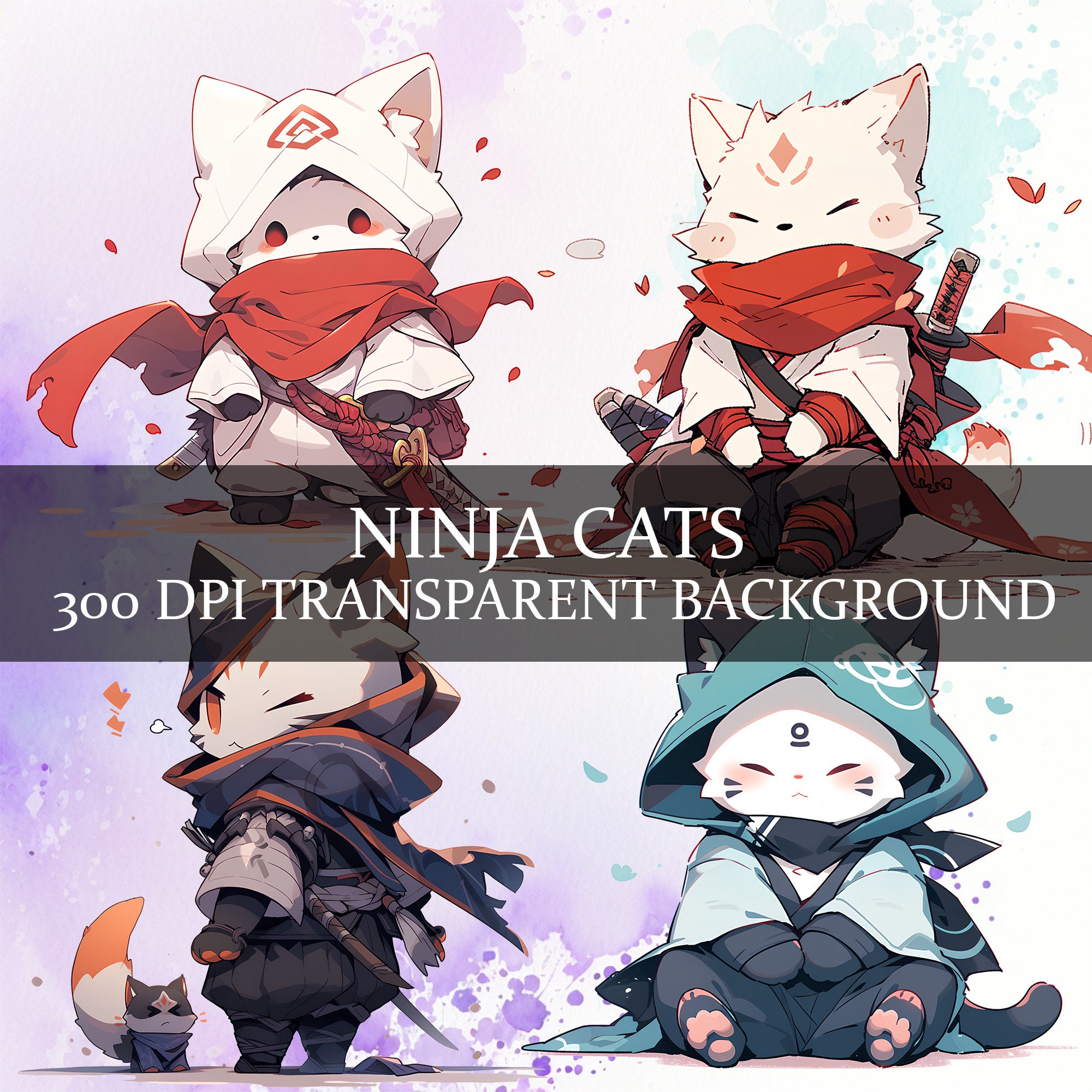 16 Ninja Cats Clipart Shinobi Cat Png Ninja Anime (Instant Download) - Etsy