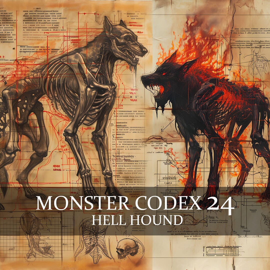 20 Page Monster Codex Volume 24, Hellhound Bestiary Vol 24, 20 JPG Hell Hound Bestiary Fantasy ...
