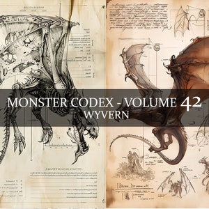 13 Page Monster Codex Volume 42, Monster Bestiary Vol 42, 18 JPG Wyvern ...