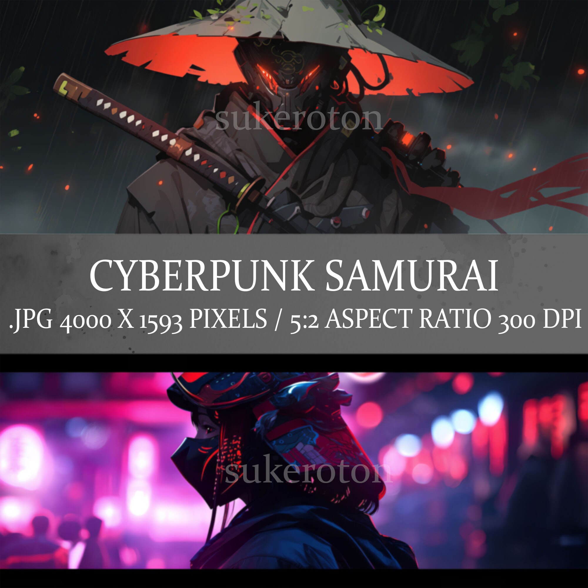 19 Cyberpunk Samurai Landscape Wallpaper Cyborg Samurai - Etsy
