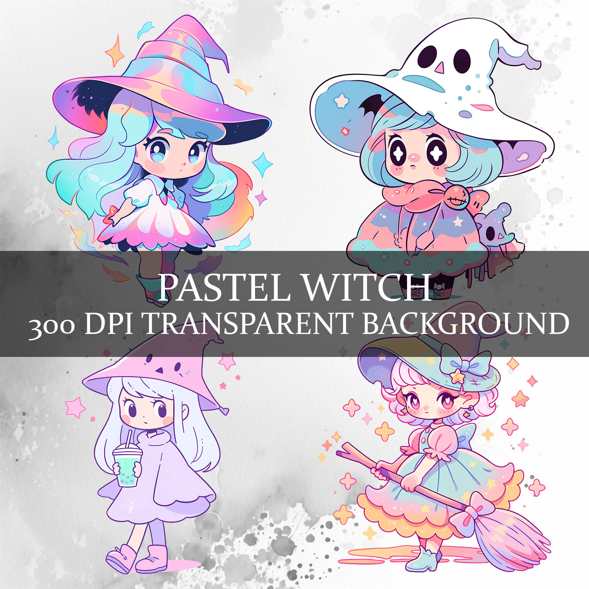 26 Pastel Witch Clipart PNG Cute Witch Clipart Bundle Pastel - Etsy