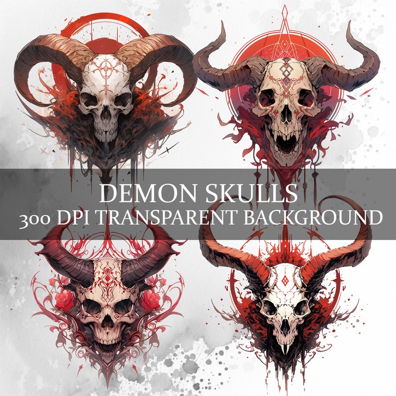24 Demon Skull Clipart Png Devil Skulls Clipart Demonic - Etsy