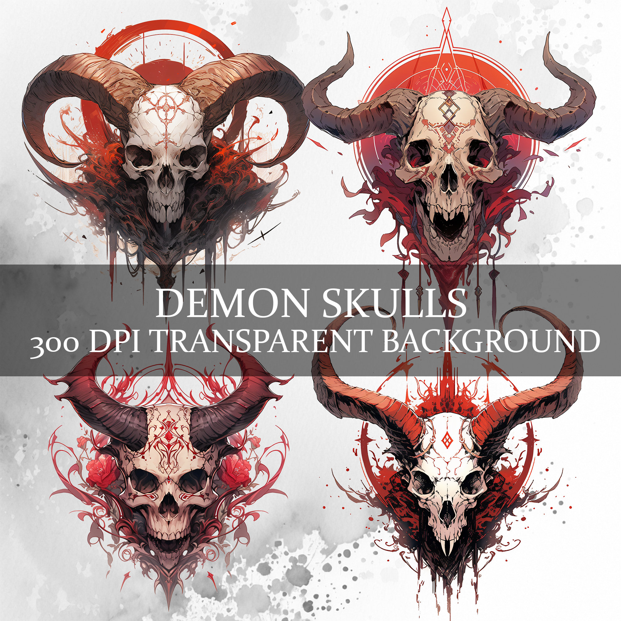 24 Demon Skull Clipart Png Devil Skulls Clipart Demonic - Etsy