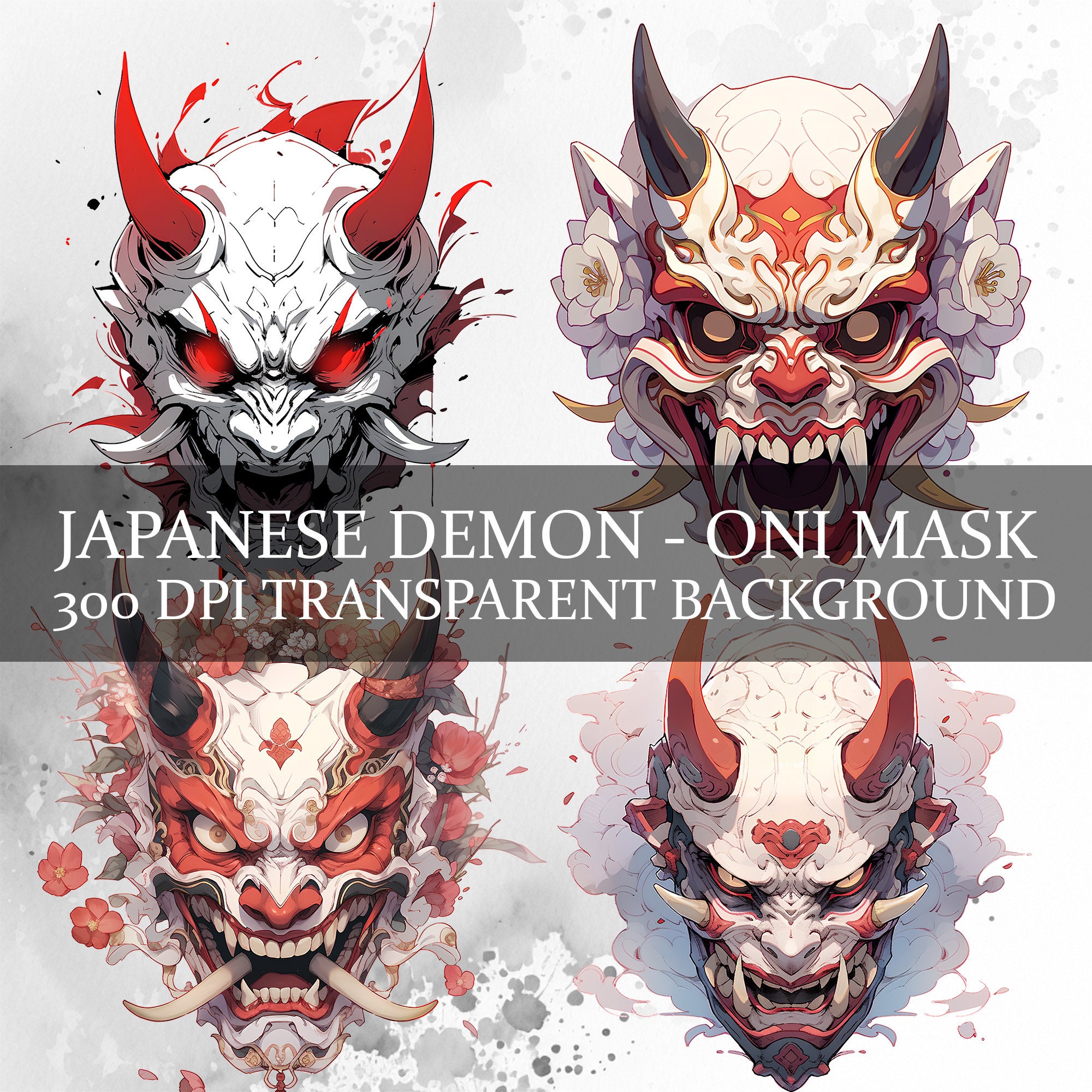 13 Japanese Demon Mask Clipart Anime Oni Mask Png Oni Head - Etsy