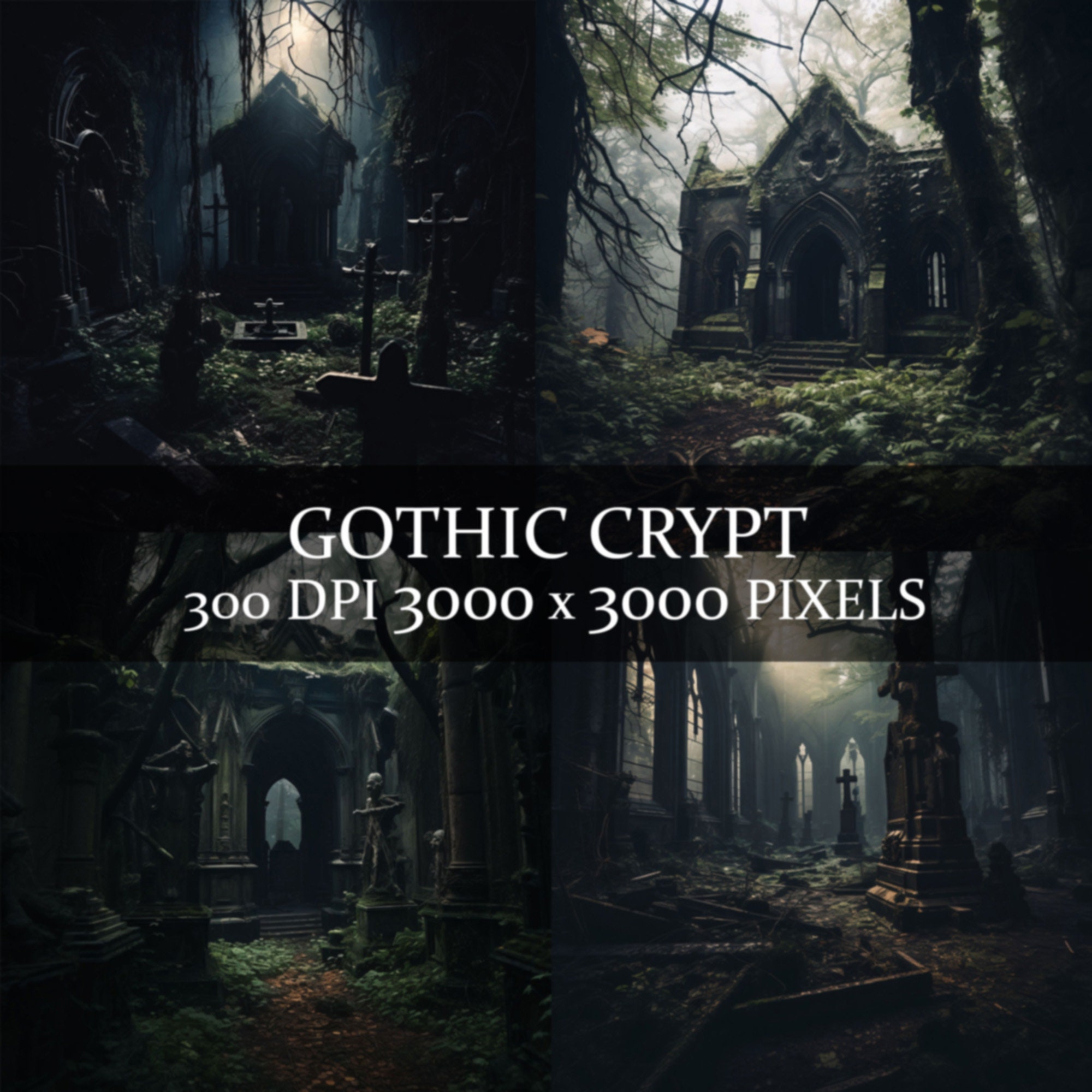 16 Gothic Crypt Clipart, Abandoned Forest Graveyard Landscape Images ...
