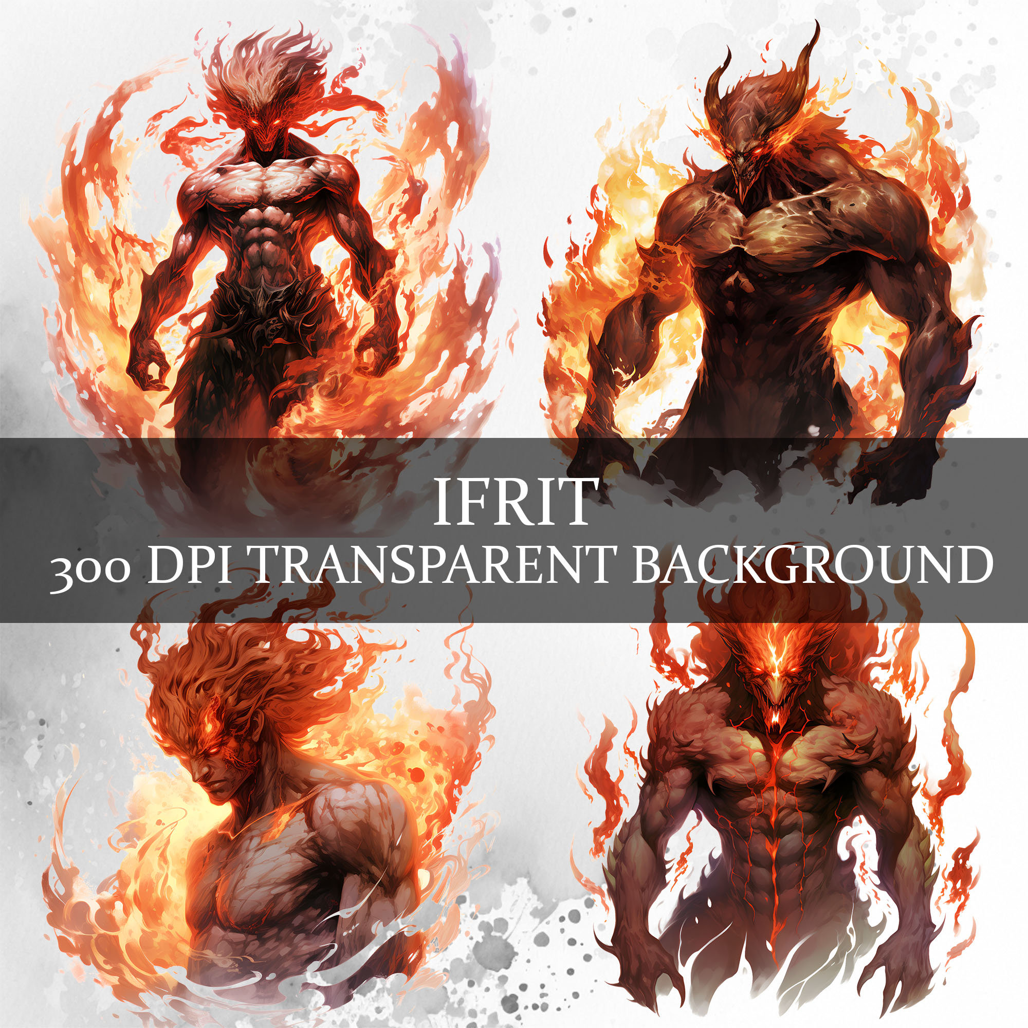 20 Ifrit Clipart PNG Bundle Fire Demon Fire Elemental Fire - Etsy