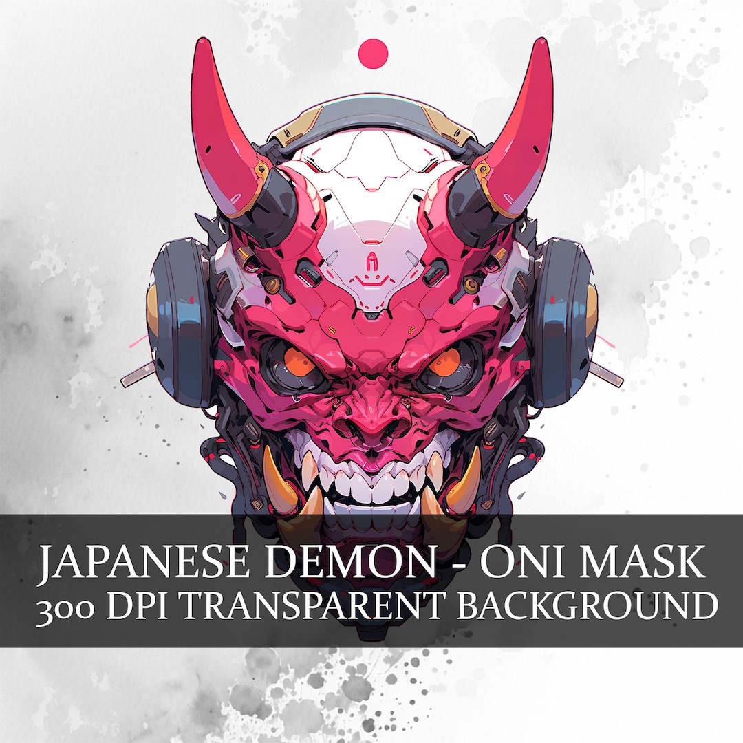 23 Japanese Cyber Demon Mask Clipart, Cyberpunk Anime Oni Mask Png, Oni ...