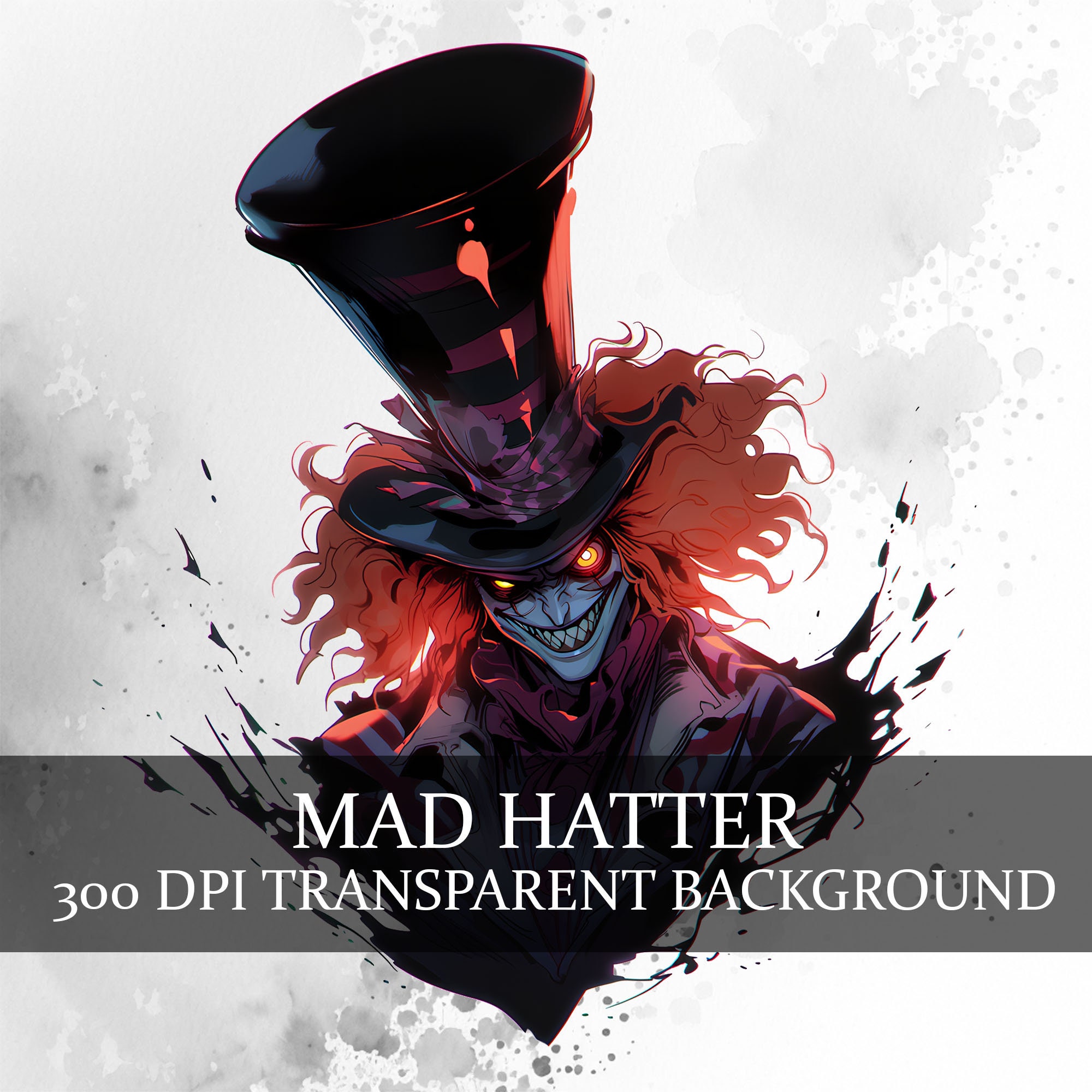 19 Mad Hatter Clipart PNG, Dark Mad Hatter Clipart Bundle, Through the ...