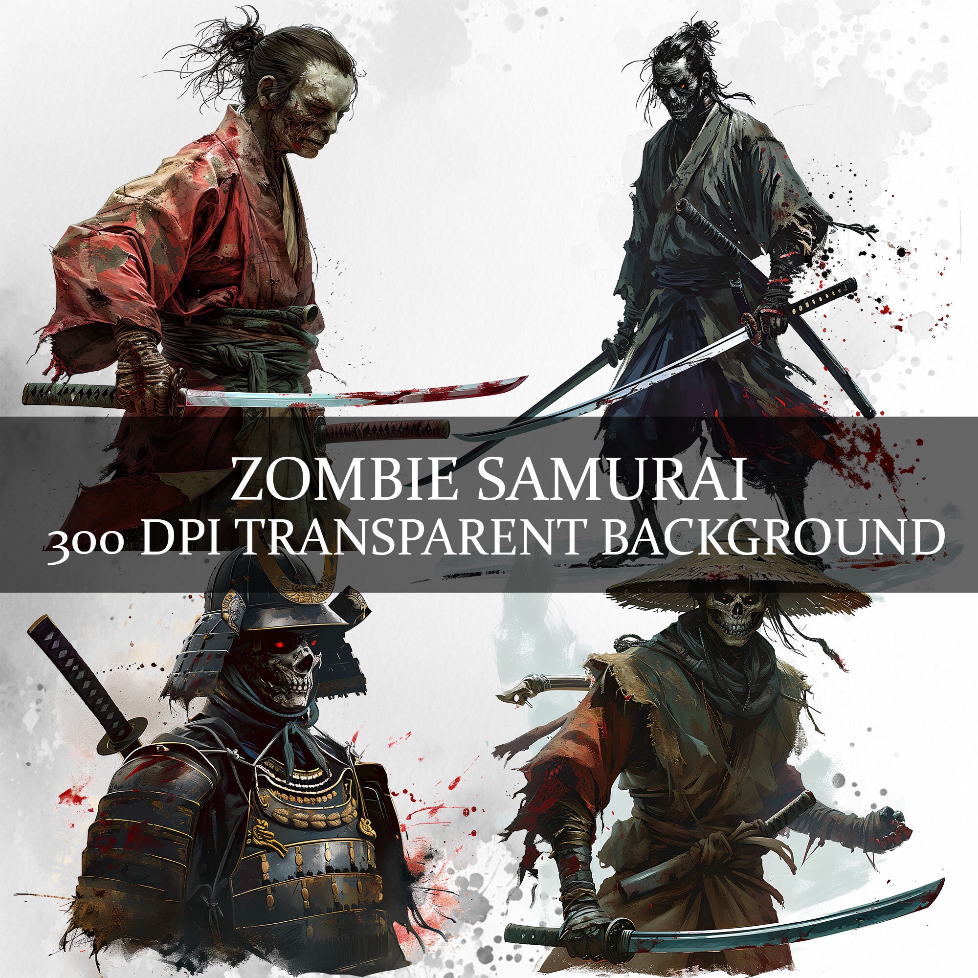 14 Zombie Samurai Png, Undead Ronin Png, Fantasy Japan Png, Skeleton ...