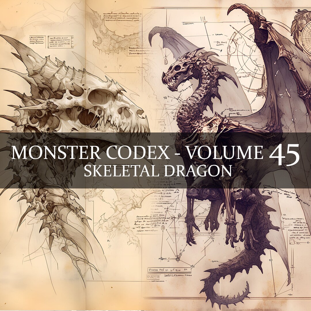 16 Page Monster Codex Volume 45, Monster Bestiary Vol 45, 16 JPG Skeletal Dragon Bestiary ...