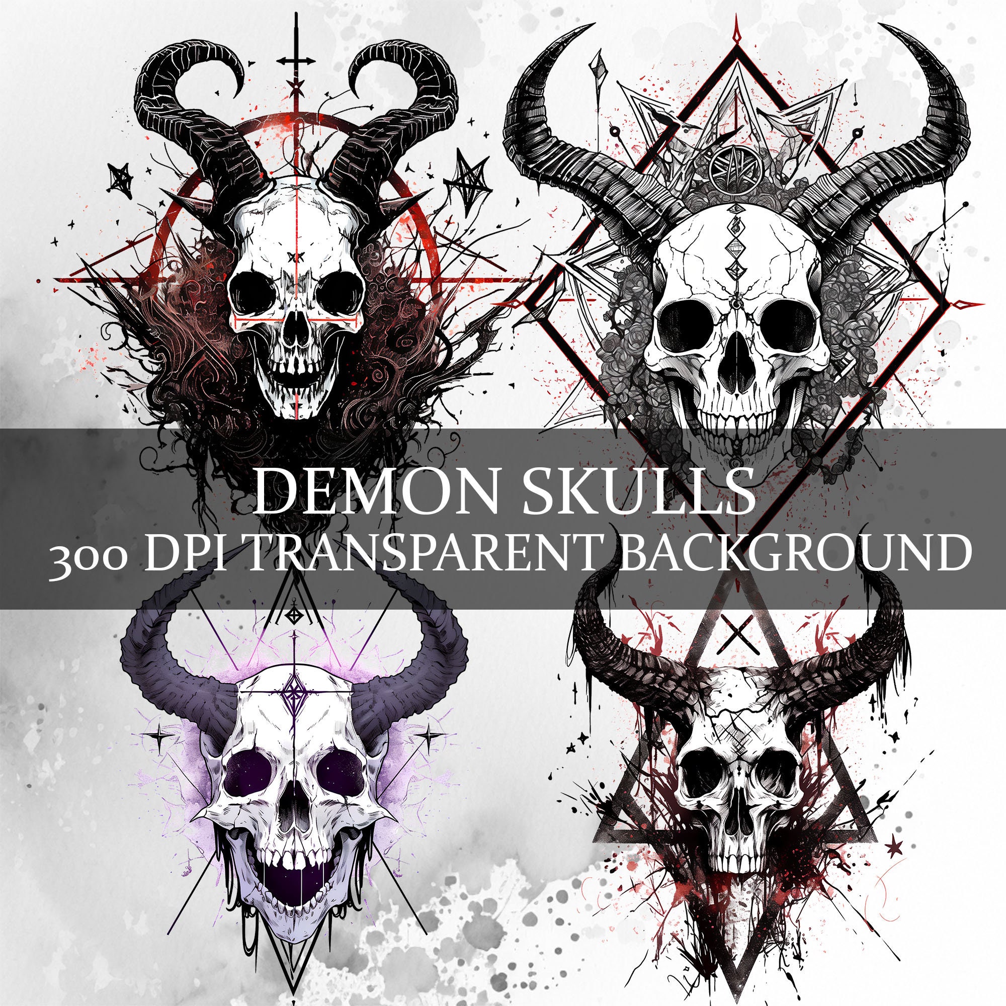 21 Demon Skull Clipart Png Devil Skulls Clipart Demonic - Etsy