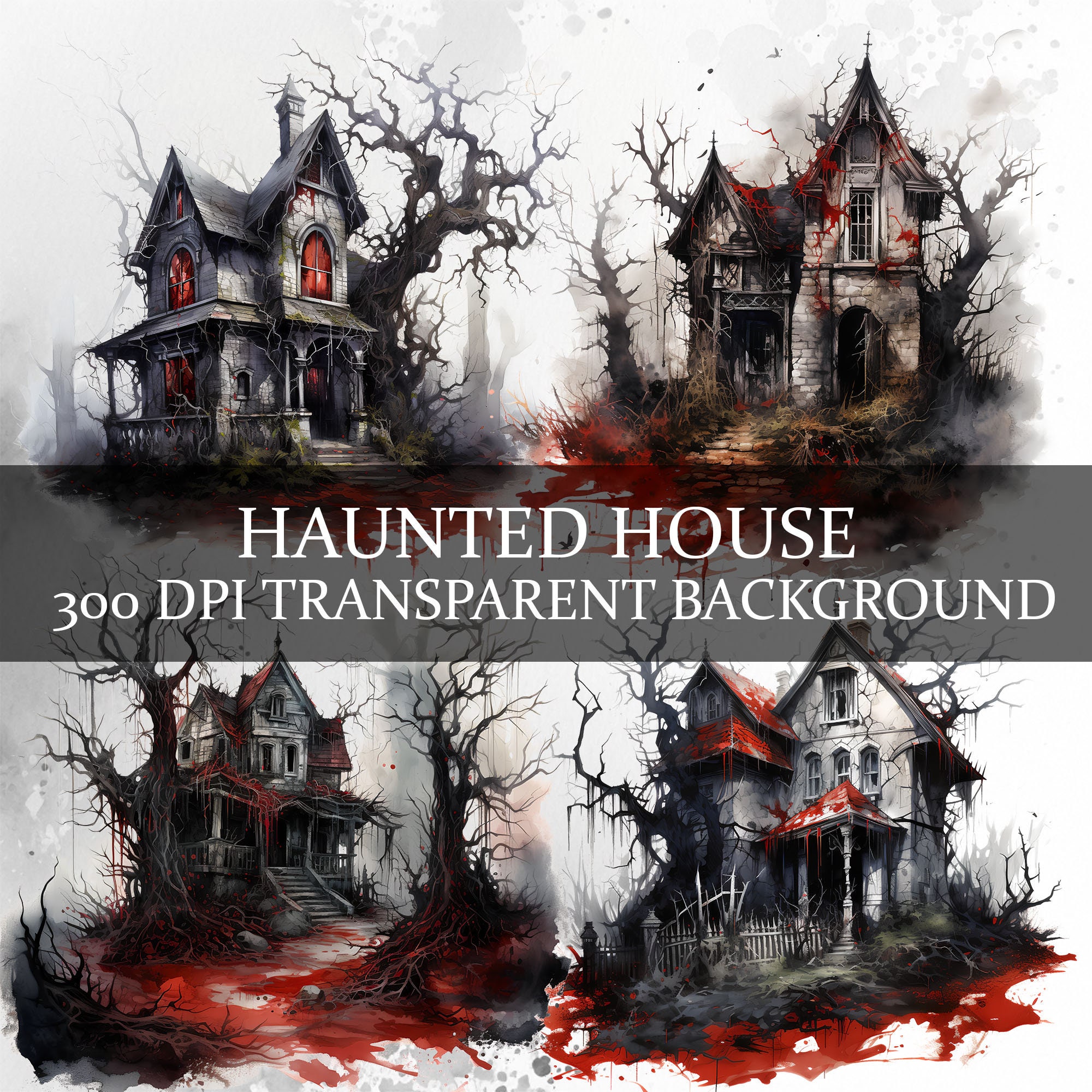 21 Haunted House Clipart Bundle Spooky Manor Gothic Style - Etsy