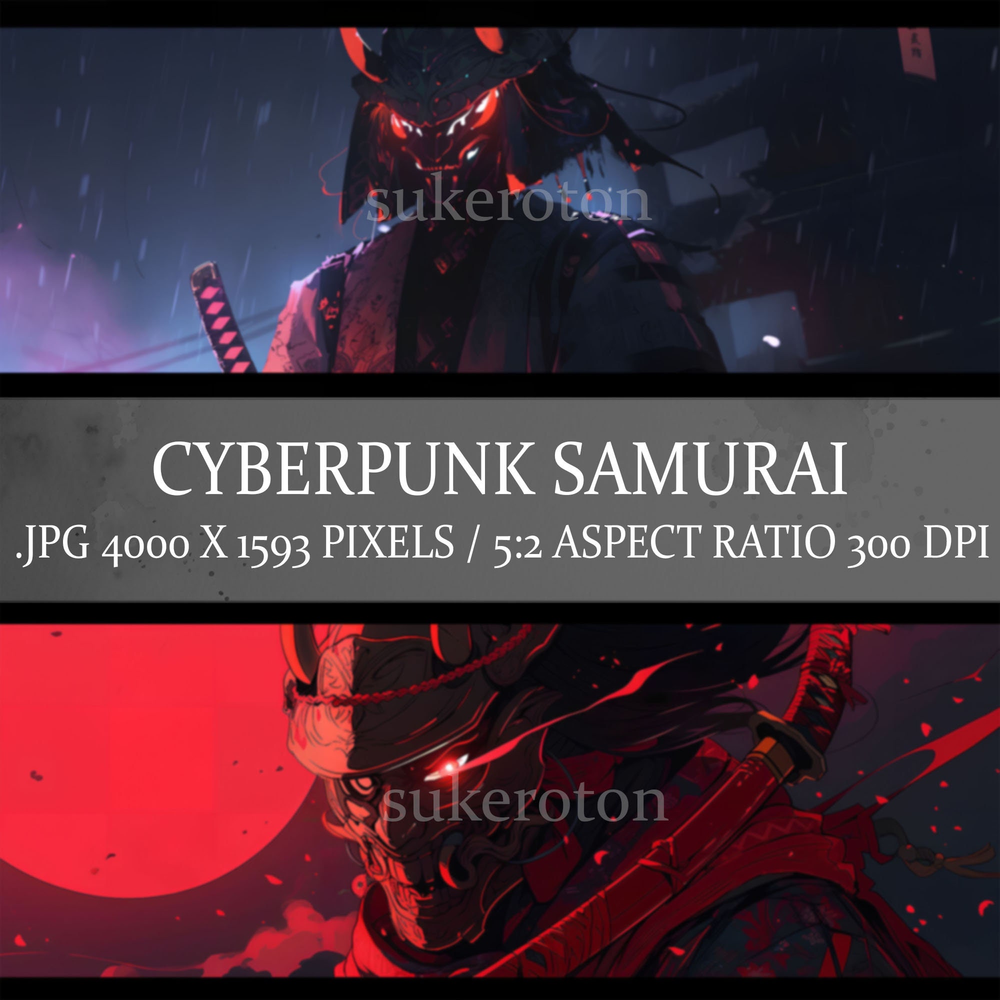 19 Cyberpunk Samurai Landscape Wallpaper Cyborg Samurai - Etsy