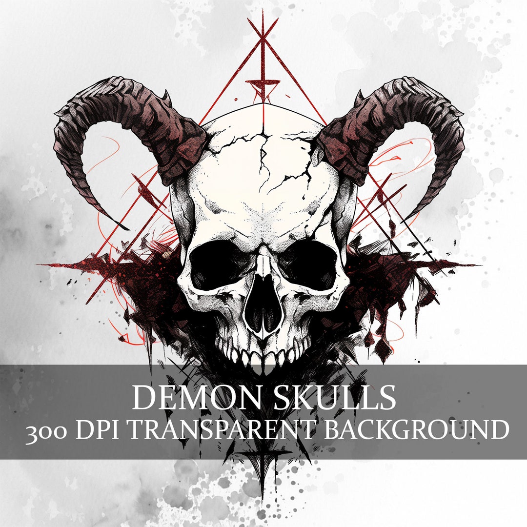 21 Demon Skull Clipart Png, Devil Skulls Clipart, Demonic Skull Illustration, Occult Clipart ...