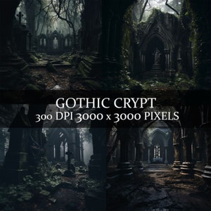 16 Gothic Crypt Clipart, Abandoned Forest Graveyard Landscape Images ...