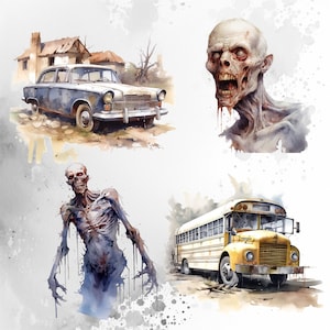 42 Watercolor Zombie Clipart Bundle Horror Halloween Zombie - Etsy