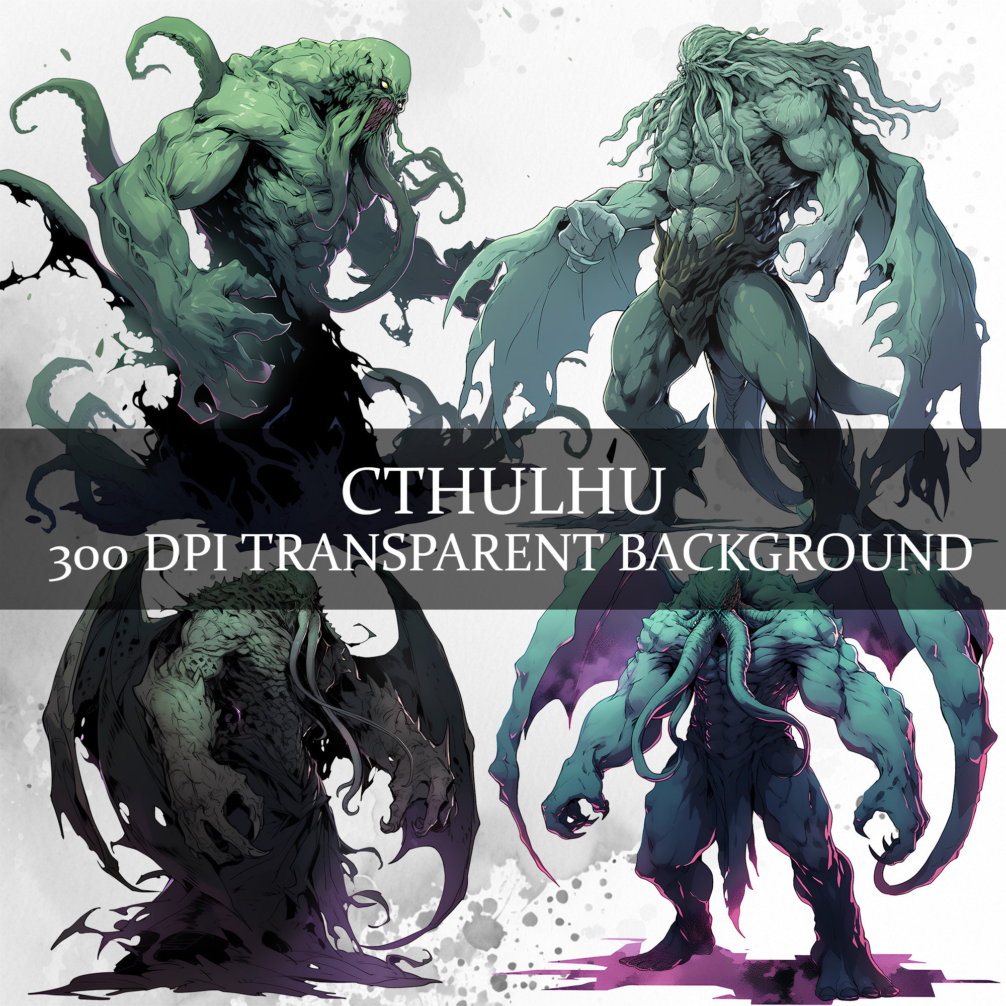 16 Cthulhu Clipart Transparent PNG Bundle Lovecraft Clipart - Etsy