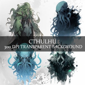27 Cthulhu Clipart Transparent PNG Bundle, Lovecraft Clipart PNG - Etsy