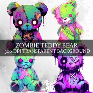 Bundle of 22 Scary Teddy Bear PNG Spooky Teddybear Zombie Teddy Bears ...