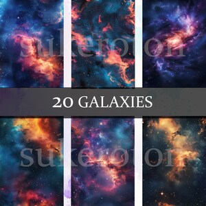 20 Galaxy Stars Digital Paper, Seamless Space Background, Cosmic Paper ...