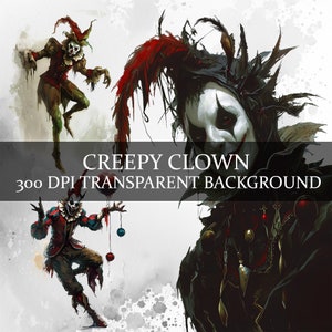 20 Creepy Clown Clipart, Evil Clown Halloween Graphics Horror Jester ...