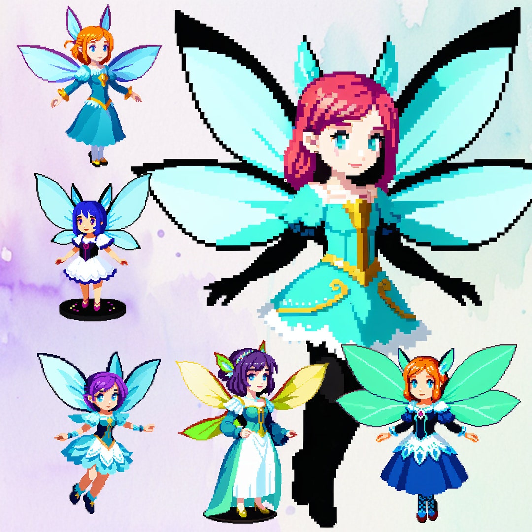 Pixel Fairies 20 PNG Clipart | Pixelated Fairies | Pixel Fairy | Game Fairy Transparent PNG - Etsy