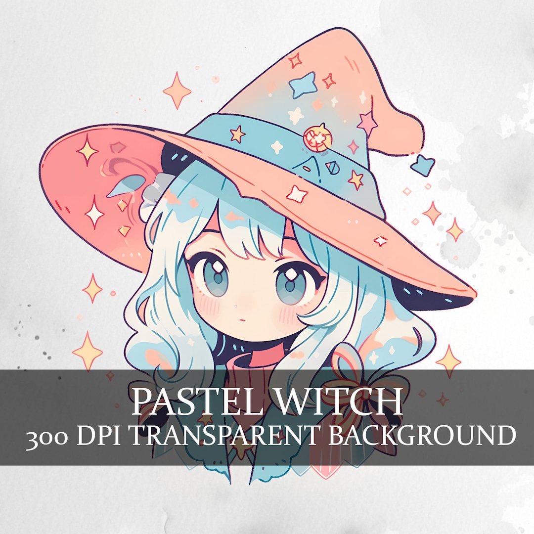20 Pastel Witch Clipart PNG, Cute Witch Clipart Bundle, Pastel ...