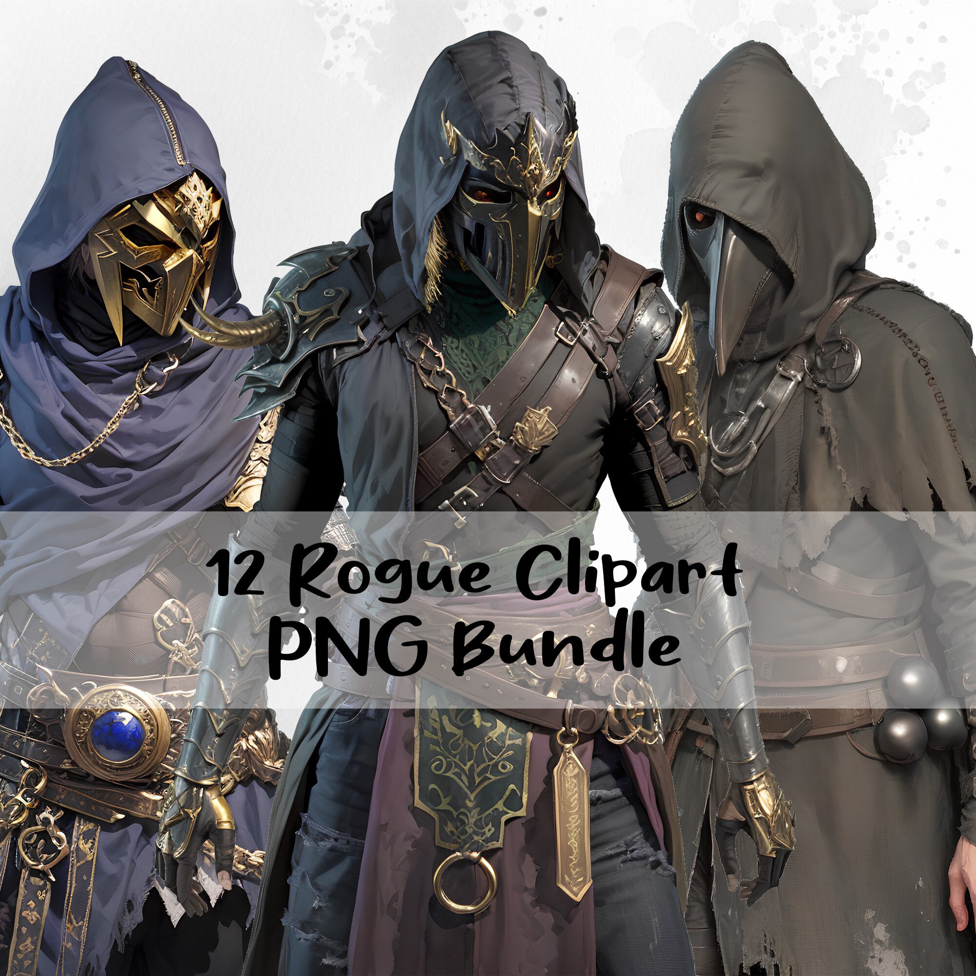 12 Fantasy Rogue Clipart Bundle, Dnd Thief RPG Game Character Scoundrel ...