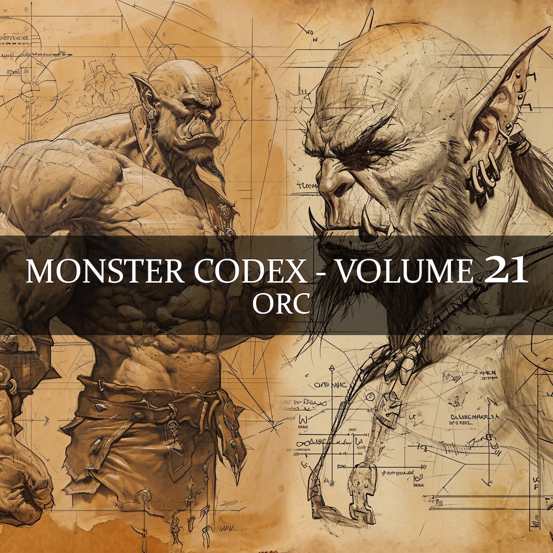 25 Page Monster Codex Volume 21, Monster Bestiary Vol 21, 25 JPG Orc Bestiary Fantasy Codex ...
