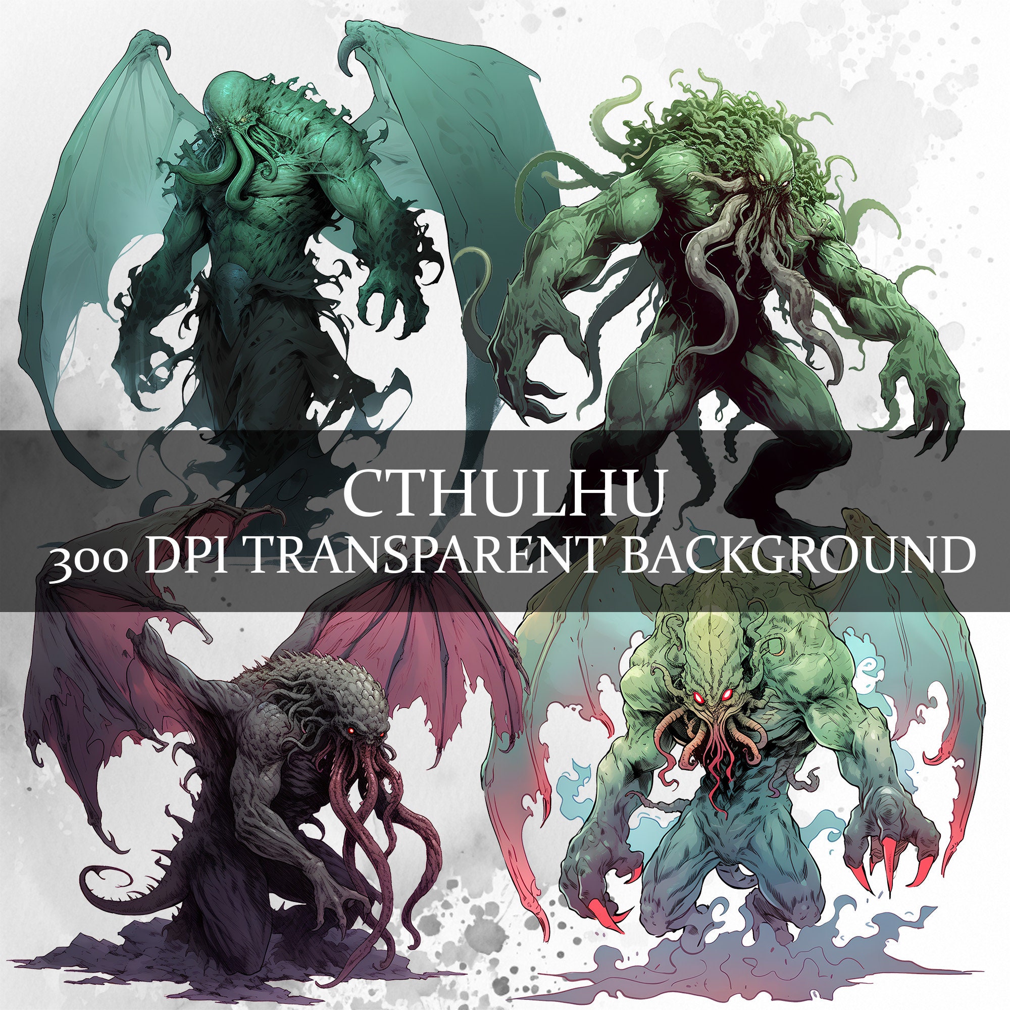 16 Cthulhu Clipart Transparent PNG Bundle Lovecraft Clipart - Etsy