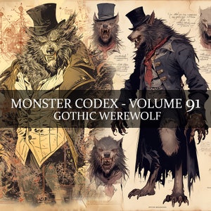 14 Page Monster Codex Volume 91, Monster Bestiary Vol 91, 14 JPG Gothic ...