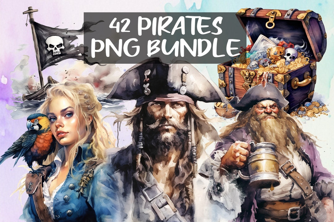 42 Watercolor Pirate Clipart Bundle, Treasure Island Pirates PNG - Etsy