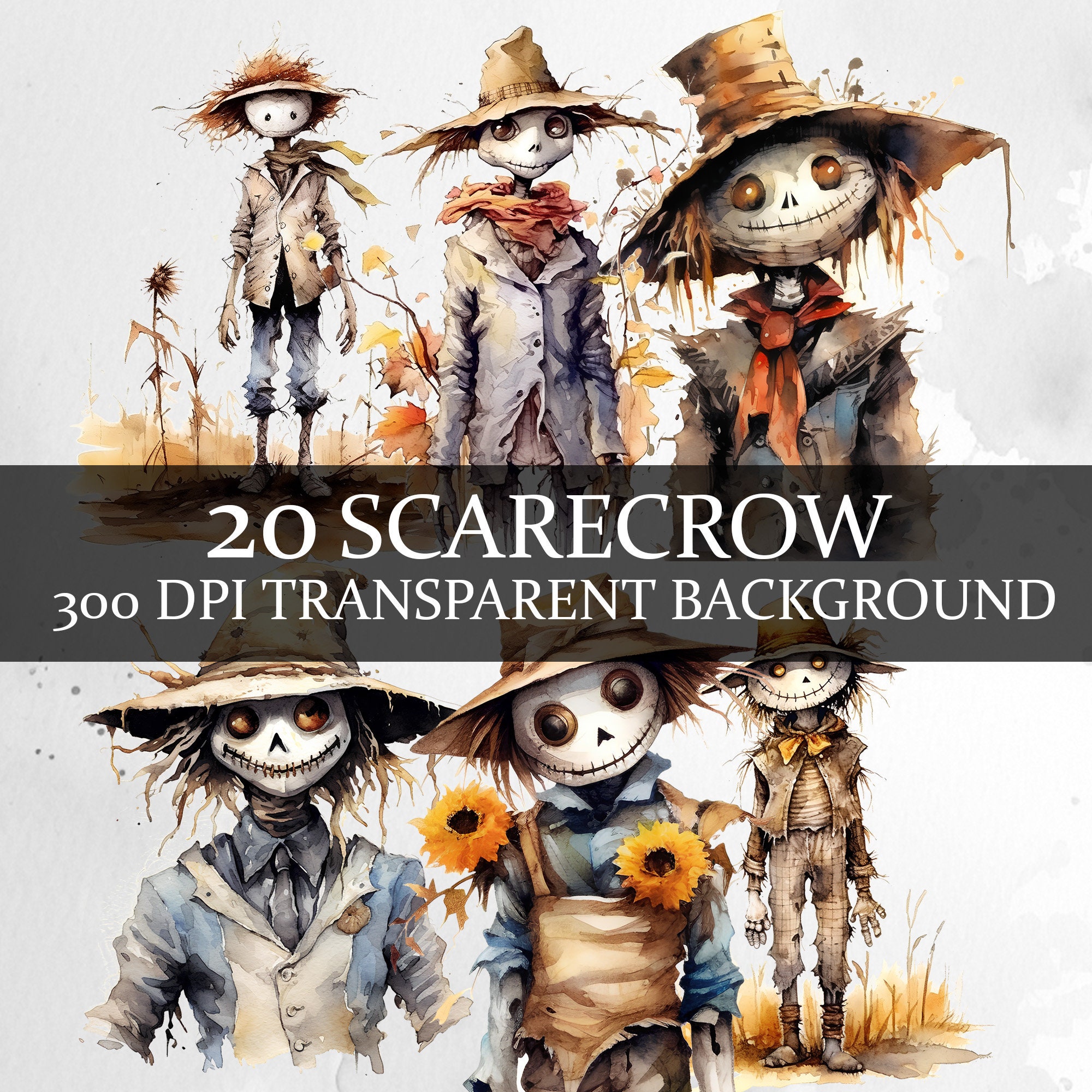 20 Scarecrow Clipart Halloween Clipart Halloween Png Scary - Etsy